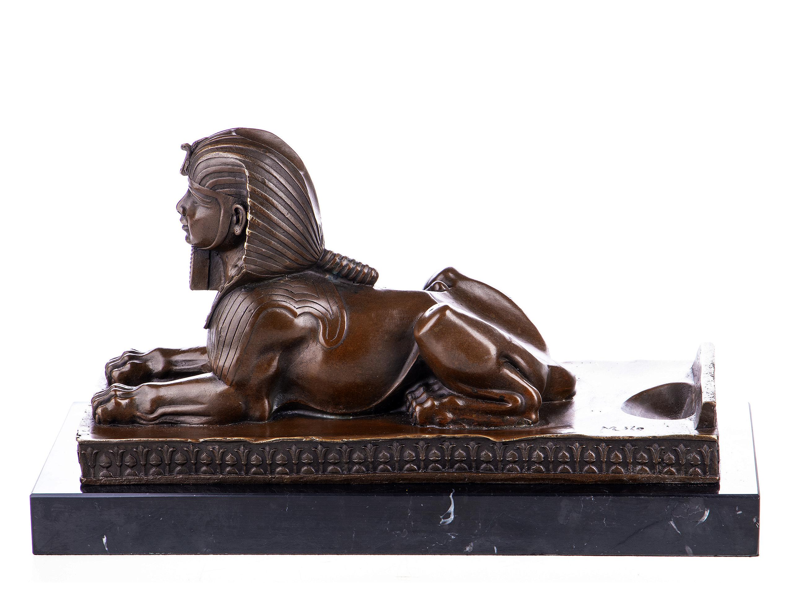 Bronze Sphinx Statue Mythology Sphinx Cat Bronze Sculpture Bronze Statue on Marble Base ...