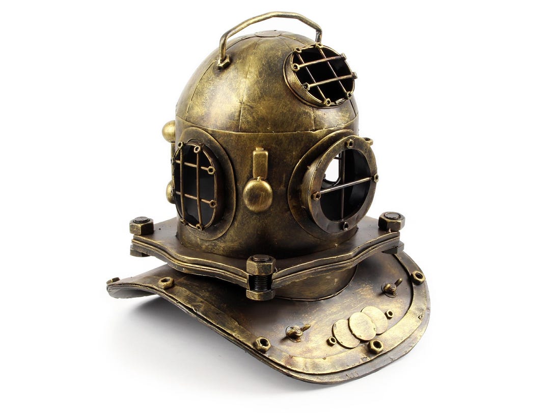 Large Decorative Diving Helmet Metal Model, Vintage Divers Scuba Helmet ...