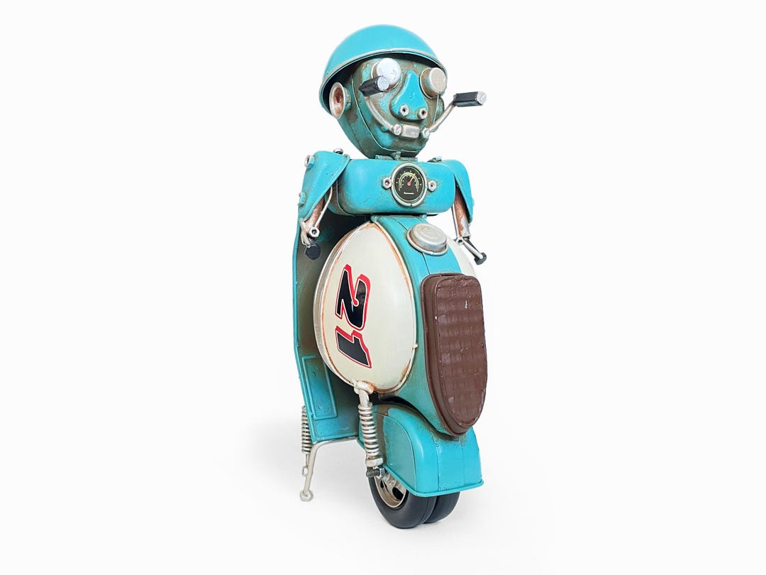 Scooter Robot Metal Model Vintage Scale Model, Handmade Motorbike ...