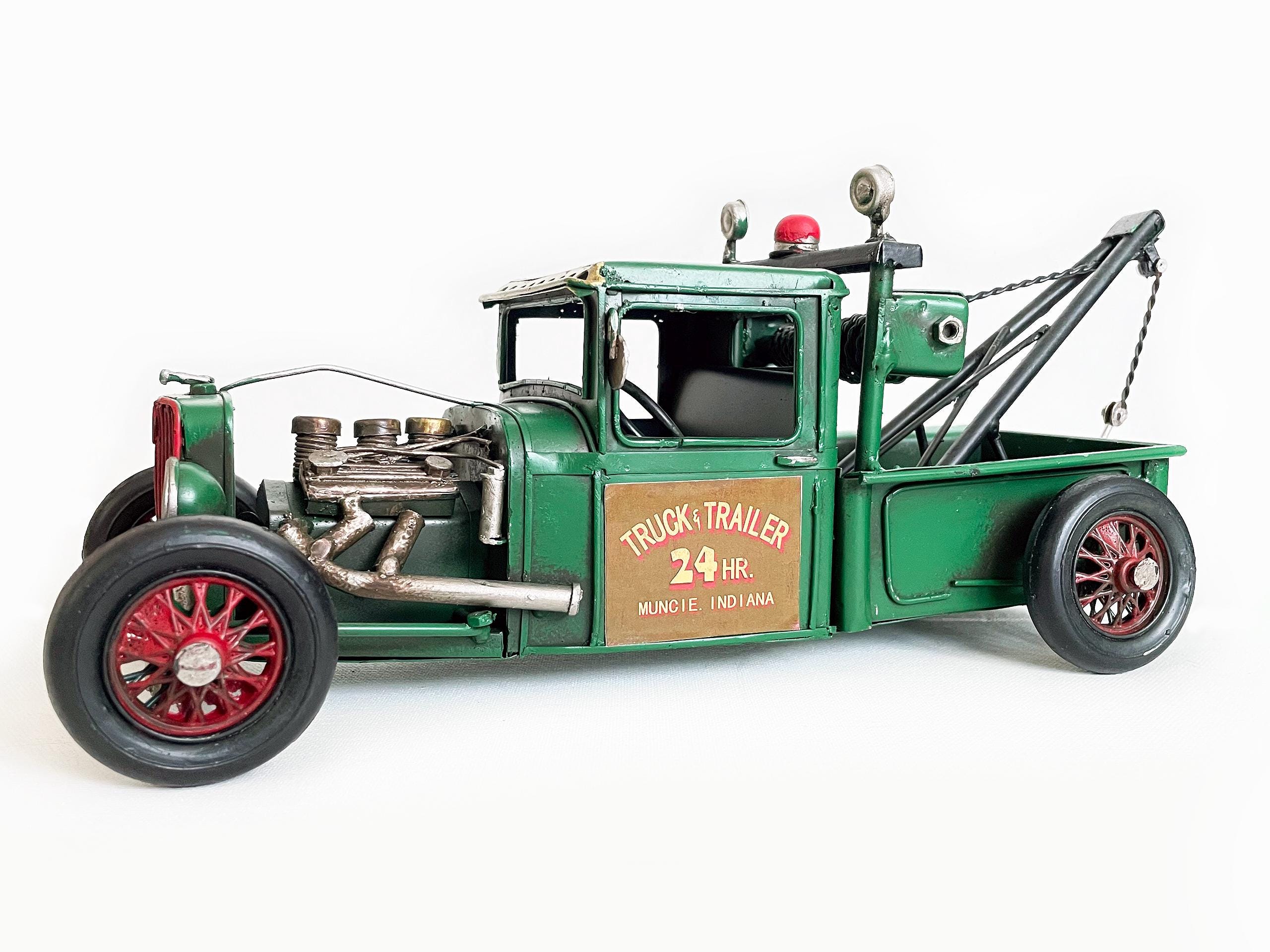 Rat Rod Tow Truck Car Metal Model, Vintage Art Wrecker Pickup Truck ...