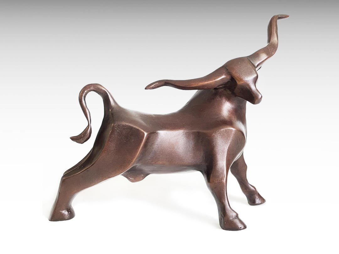 Bronze Bull Statue Cubist Bronze Sculpture, Modern Bronze Statue Animal ...