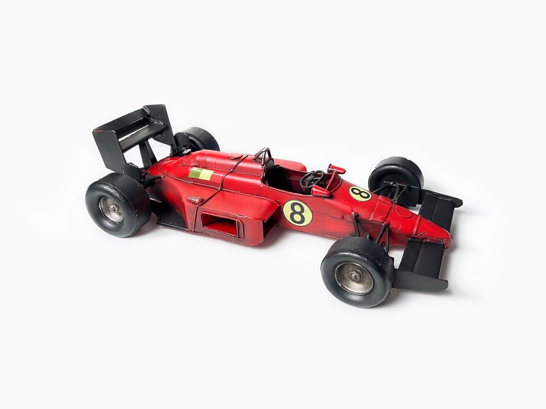 Formula 1 Race Car Metal Model, Red F1 Art Racing Car Vintage Style ...