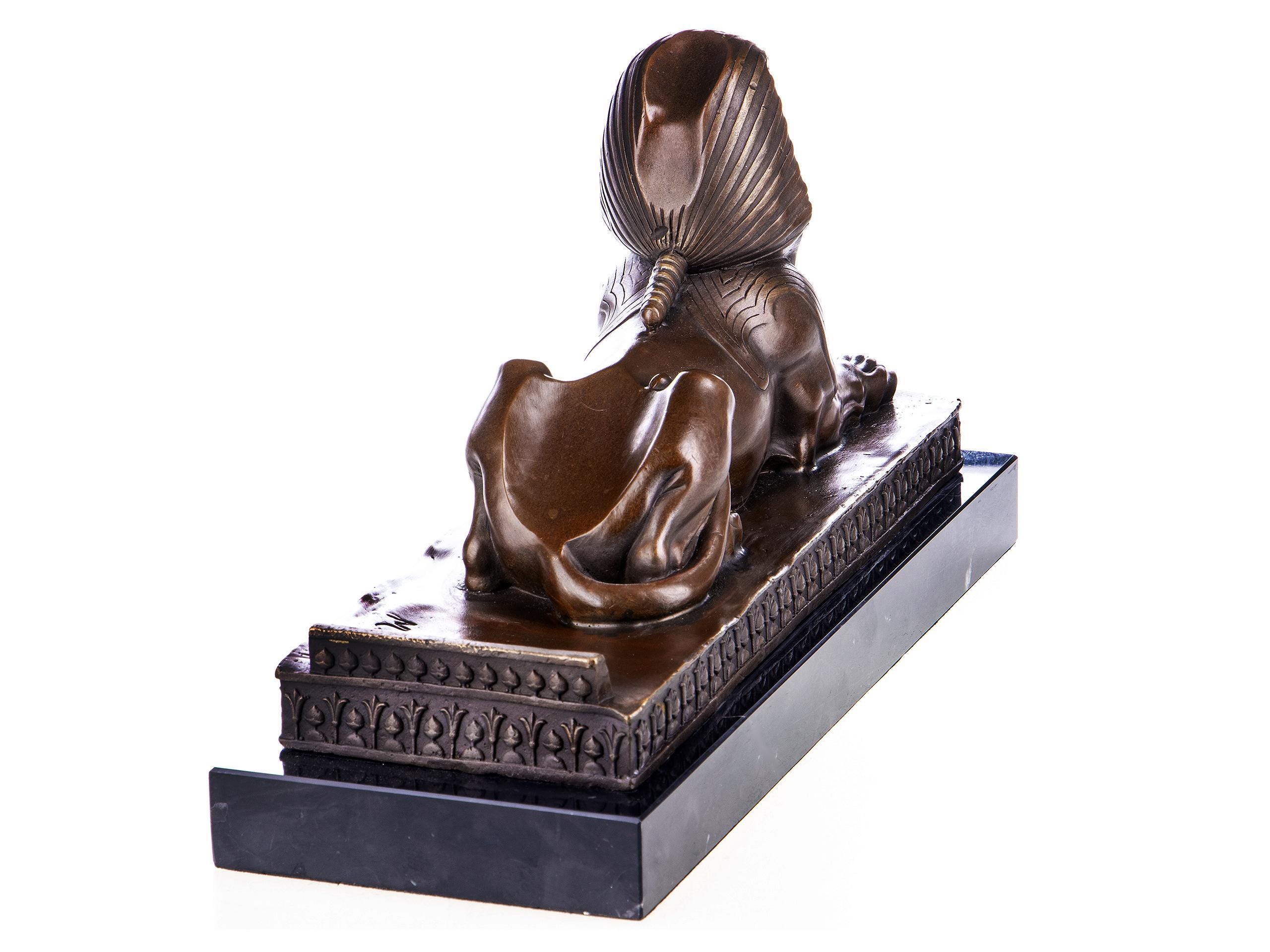 Bronze Sphinx Statue Mythology Sphinx Cat Bronze Sculpture Bronze Statue on Marble Base ...