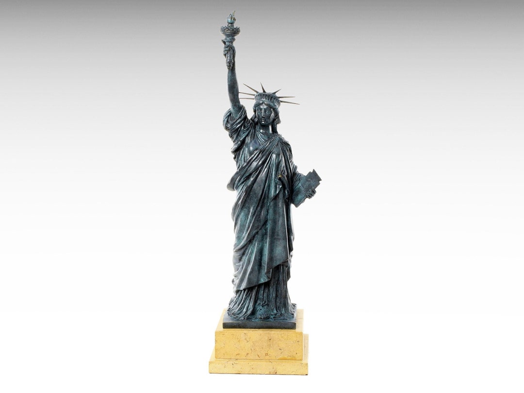 XL Statue of Liberty Bronze Sculpture, Large Bronze Statue on Marble ...