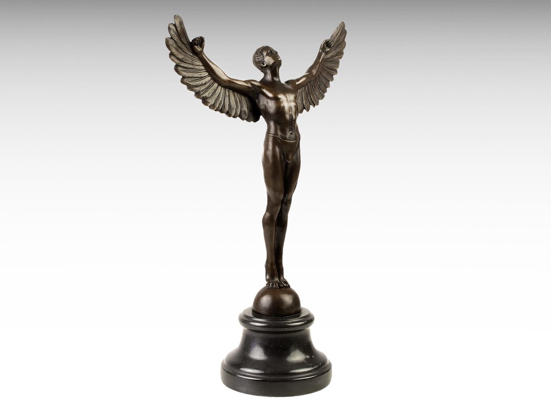 Icarus Bronze Statue Large Bronze Sculpture on Marble Base, Greek ...