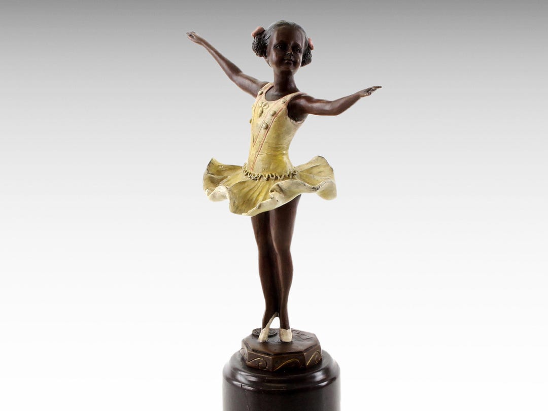 Bronze Ballet Dancer Statue Dancing Girl, Young Dancer on Marble Base ...