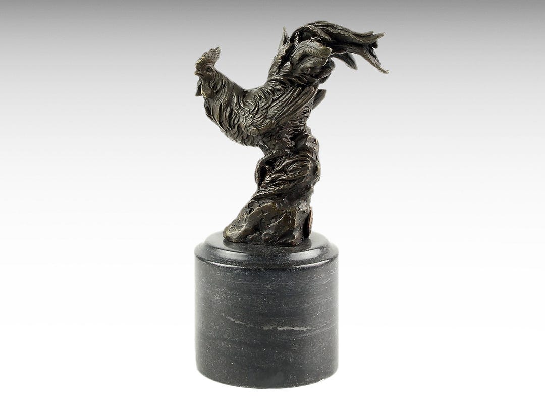 Bronze Rooster Statue Bronze Sculpture, Vintage Bronze Statue on Marble ...