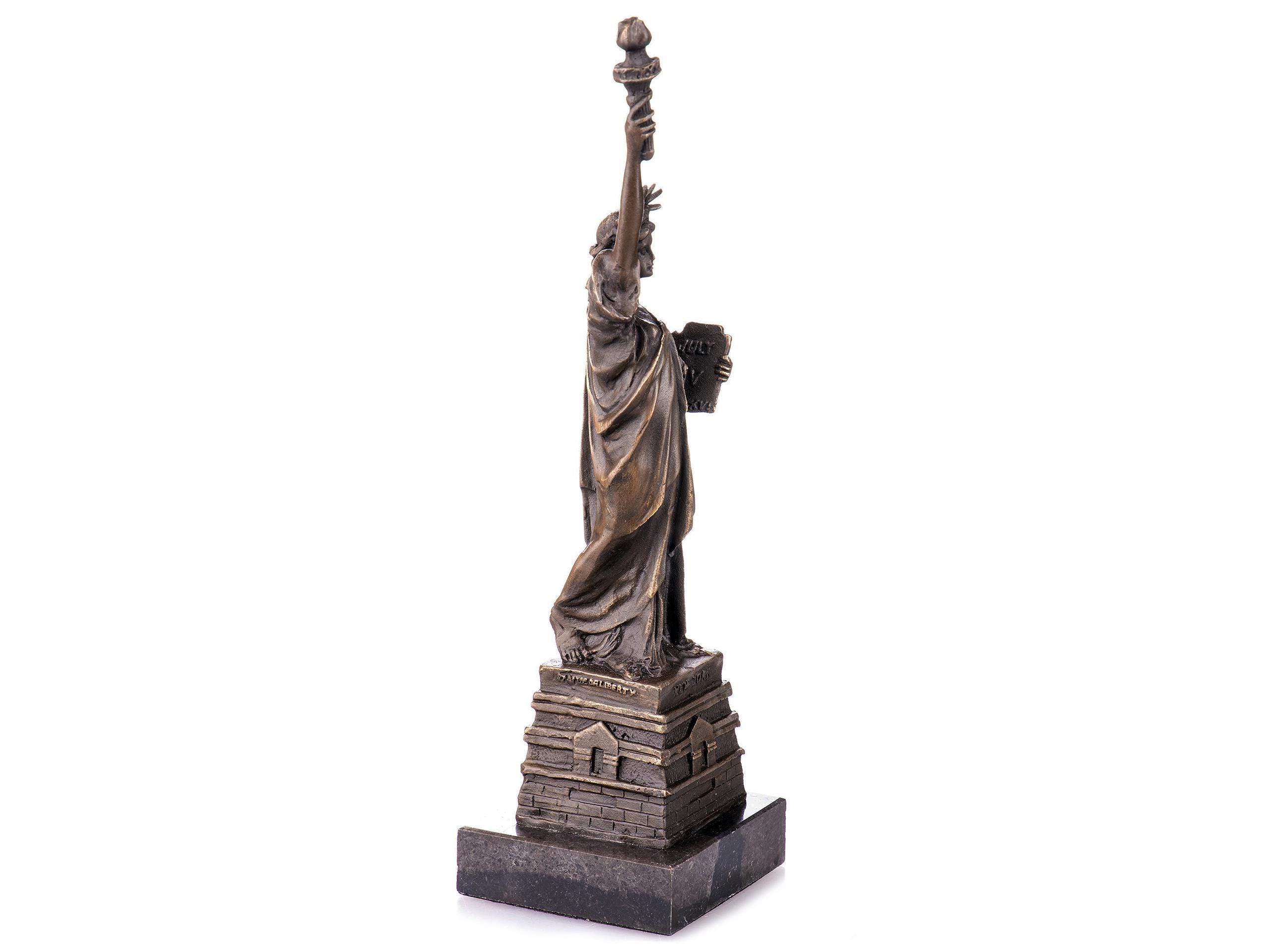 Statue of Liberty Bronze Sculpture, Modern Bronze Statue on Marble Base ...