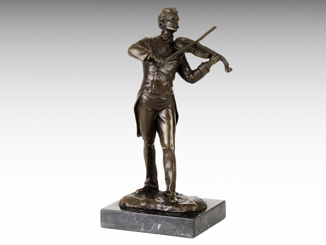 Violinist Bronze Sculpture Bronze Statue of Violin Player on Marble ...