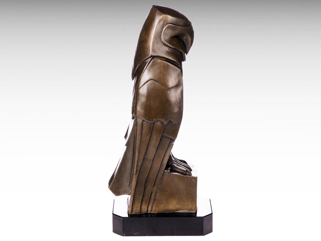 Bronze Sculpture of Art Deco Style Owl, Bronze Owl Statue on Marble ...