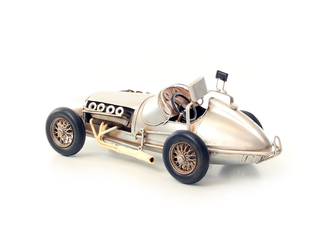Formula 1 Metal Race Car Model, Vintage Style Toy Silver Classic Car ...
