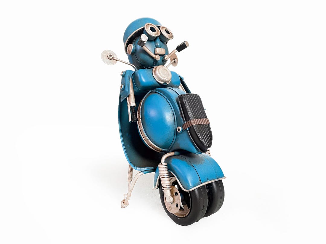 Scooter Robot Metal Model Vintage Scale Model, Handmade Motorbike ...