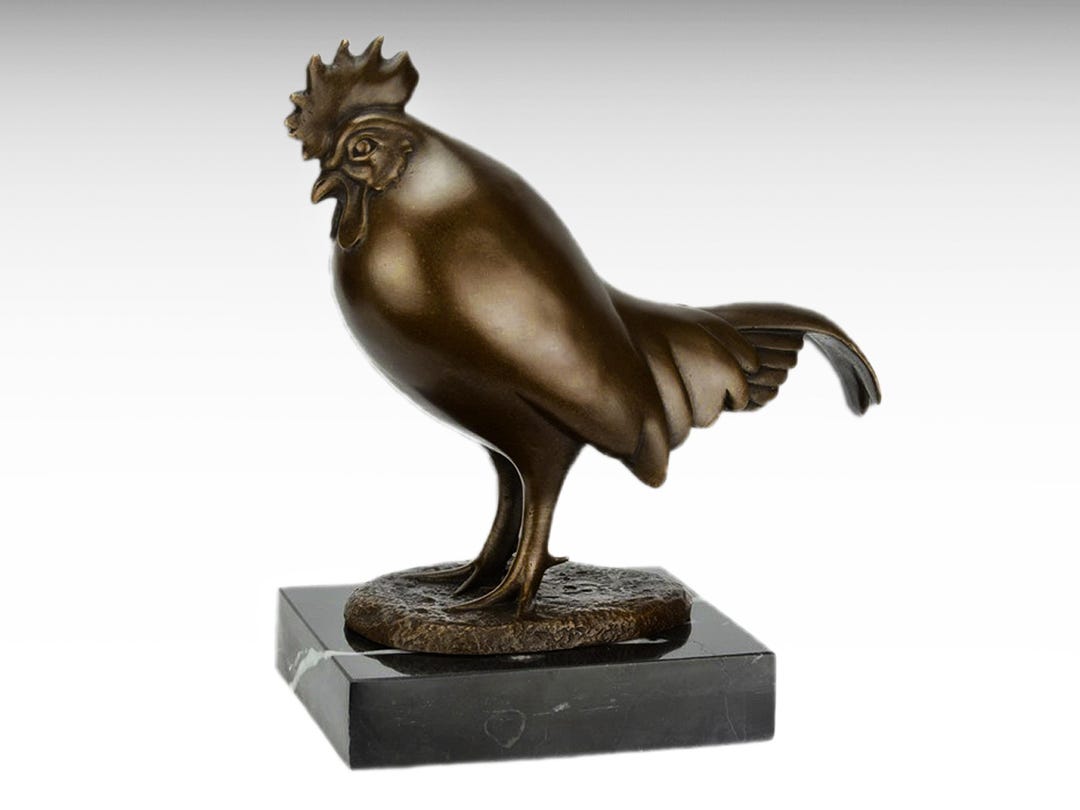 Bronze Rooster Statue Bronze Sculpture Marble Base, Bronze Statue ...