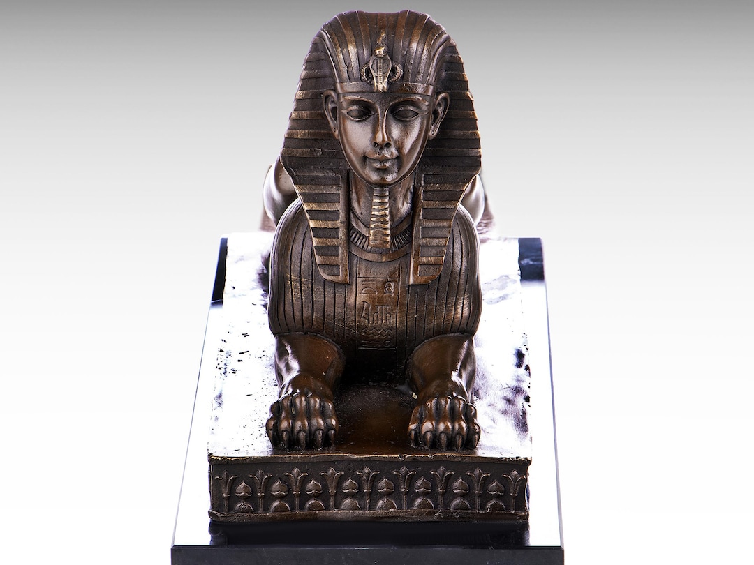 Bronze Sphinx Statue Mythology Sphinx Cat Bronze Sculpture Bronze Statue on Marble Base ...