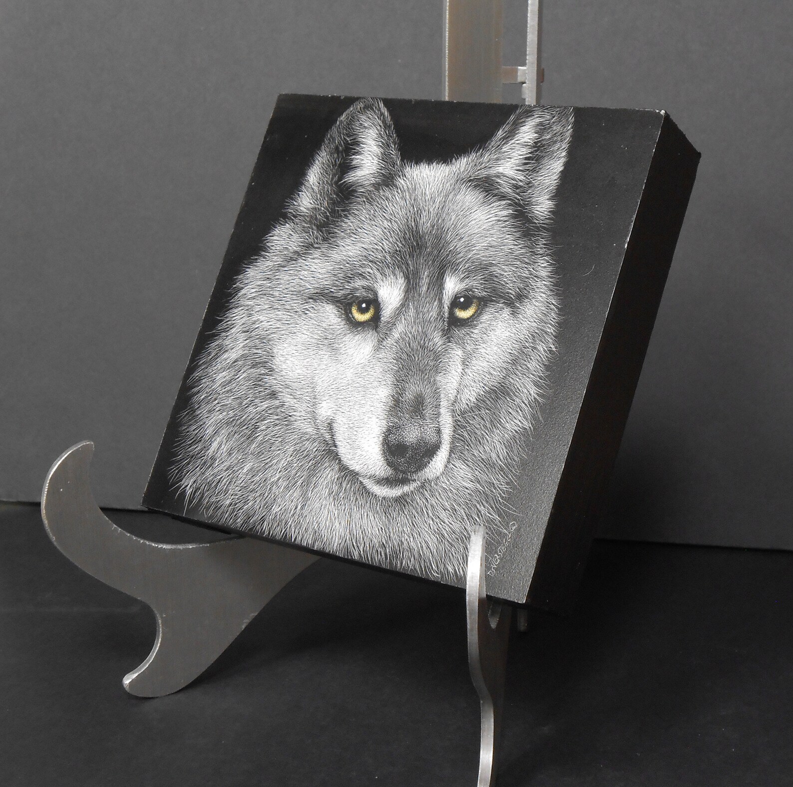 Gray Wolf Scratchboard Drawing: Wildlife Art, Golden Eyes - Etsy
