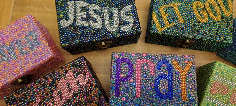 Prayer Request Box God Box Customized With Rhinestones Pray Box W ...