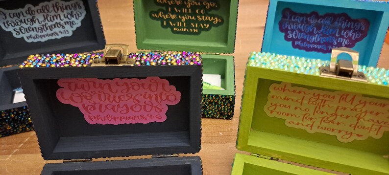 Prayer Request Box God Box Customized With Rhinestones Pray Box W ...