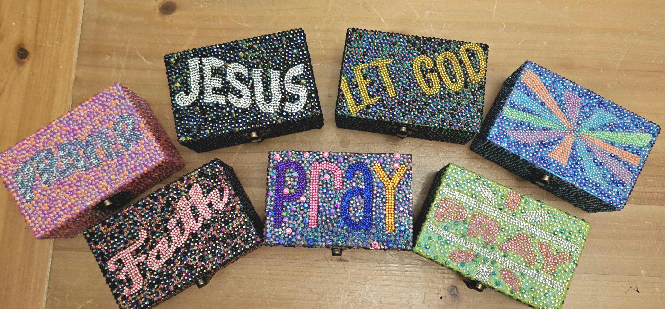 Prayer Request Box God Box Customized With Rhinestones Pray Box W ...