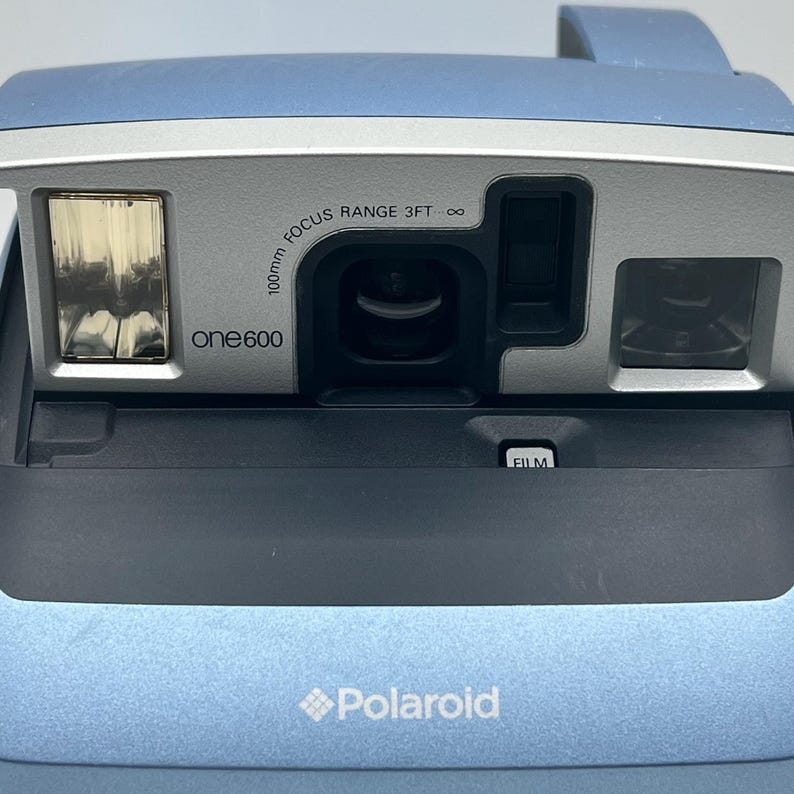 Vintage Polaroid One600 Folding Instant Camera Blue and Silver Untested ...