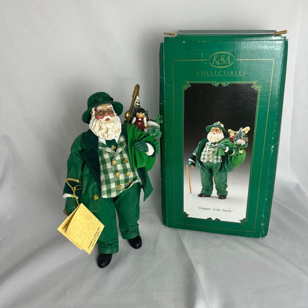 Vintage Kurt Adler K&A Collectibles Dapper Irish Santa Figurine Green ...