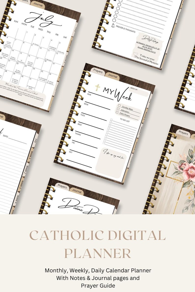 2025 Digital Catholic Planner: Liturgical + Fillable Monthly, Weekly ...
