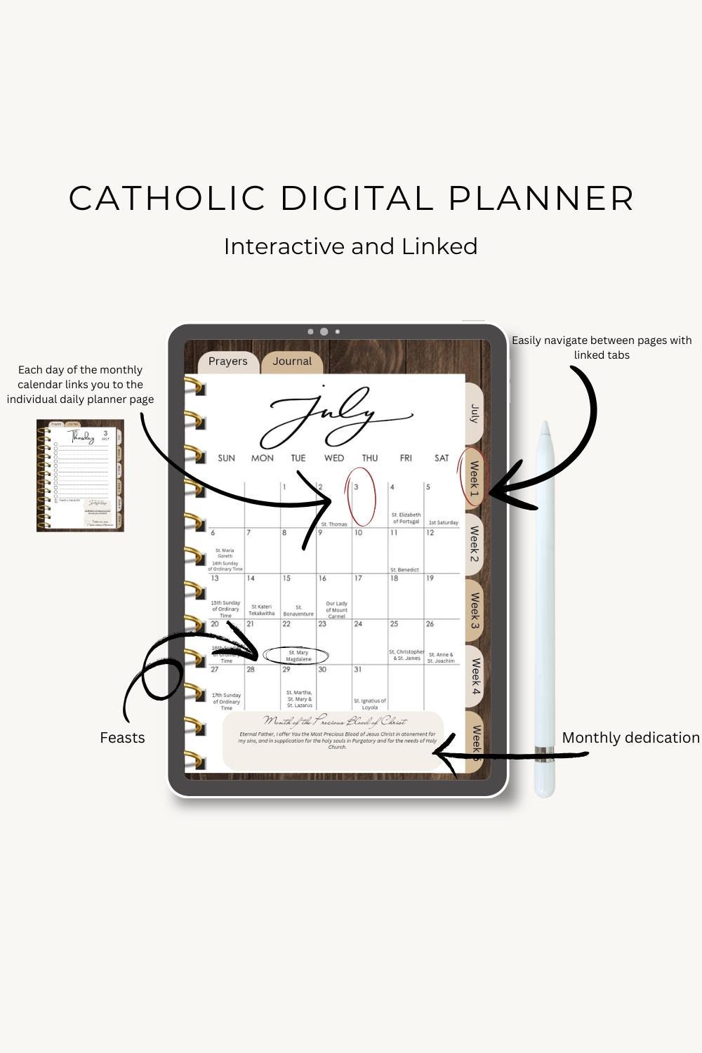 2025 Digital Catholic Planner: Liturgical Fillable Monthly, Weekly ...