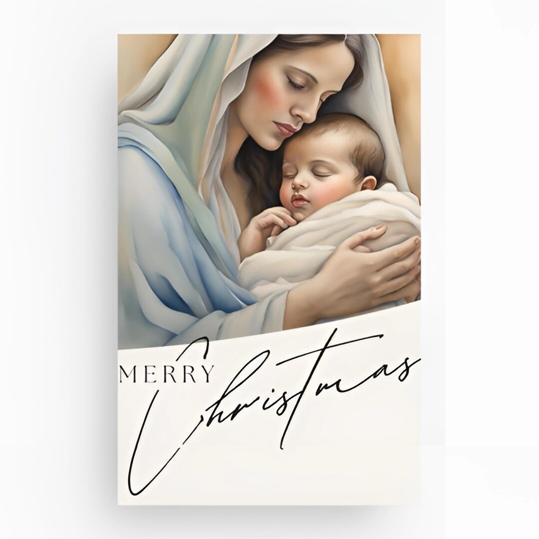 Physical Christmas Cards Set of 20 With Envelopes Virgin Mary With ...