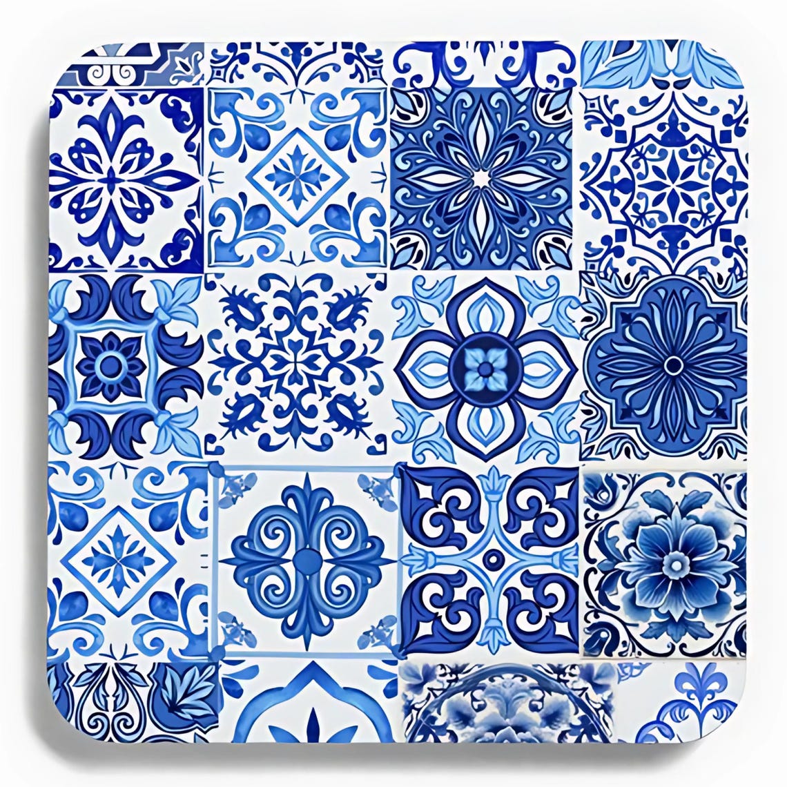 Azuleijos Portuguese Tile Pack of 4 Coasters for Protecting Your Table ...
