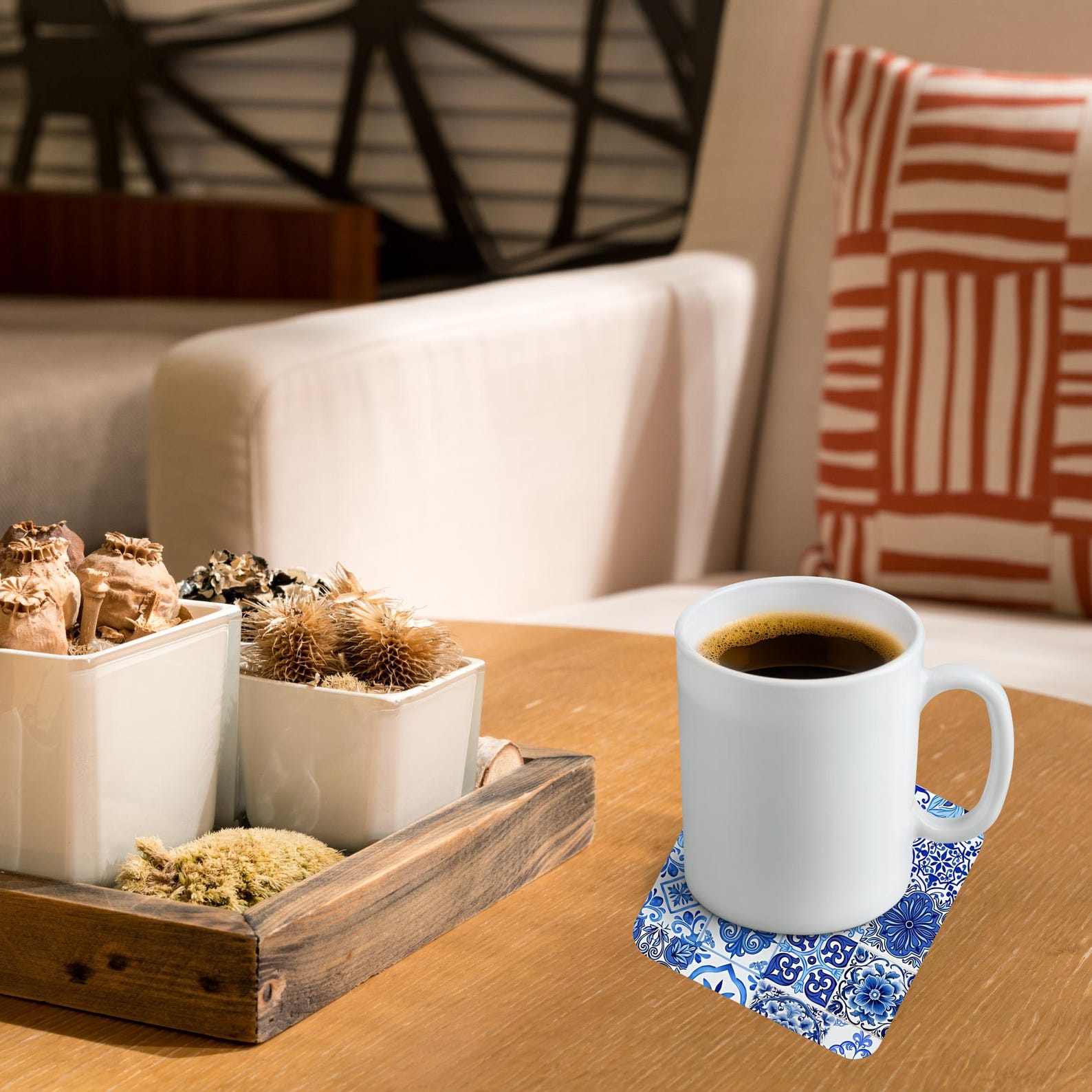Azuleijos Portuguese Tile Pack of 4 Coasters for Protecting Your Table ...