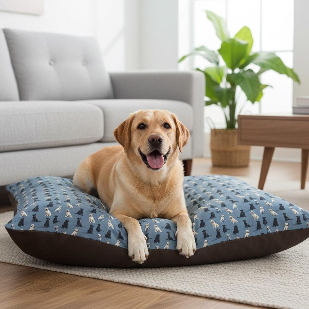 Cozy Dog Bed With Cute Labrador Pattern, Pet Comfort Couch, Dog Crate ...