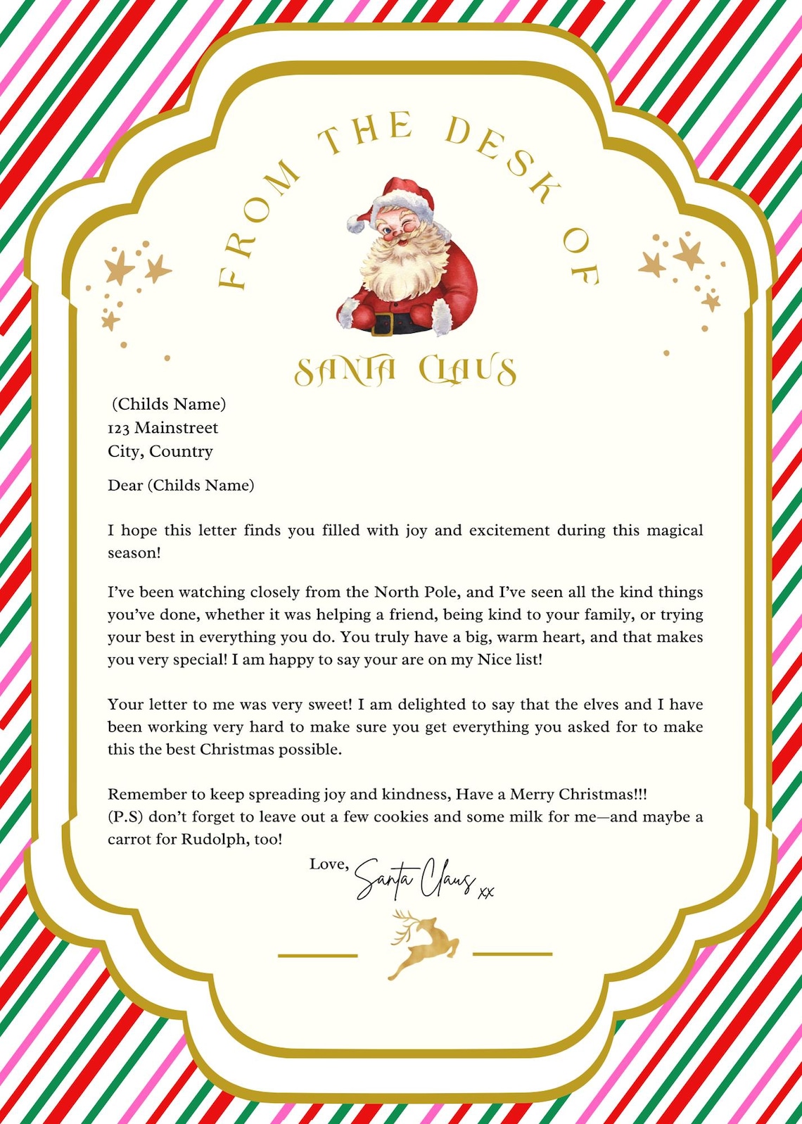 Printable Personalised Letter From Santa Claus, Nice List Member Letter ...