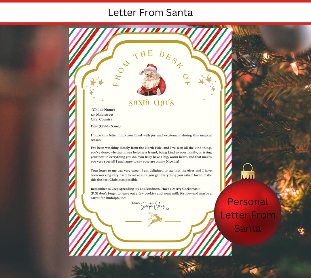 Printable Personalised Letter From Santa Claus, Nice List Member Letter ...