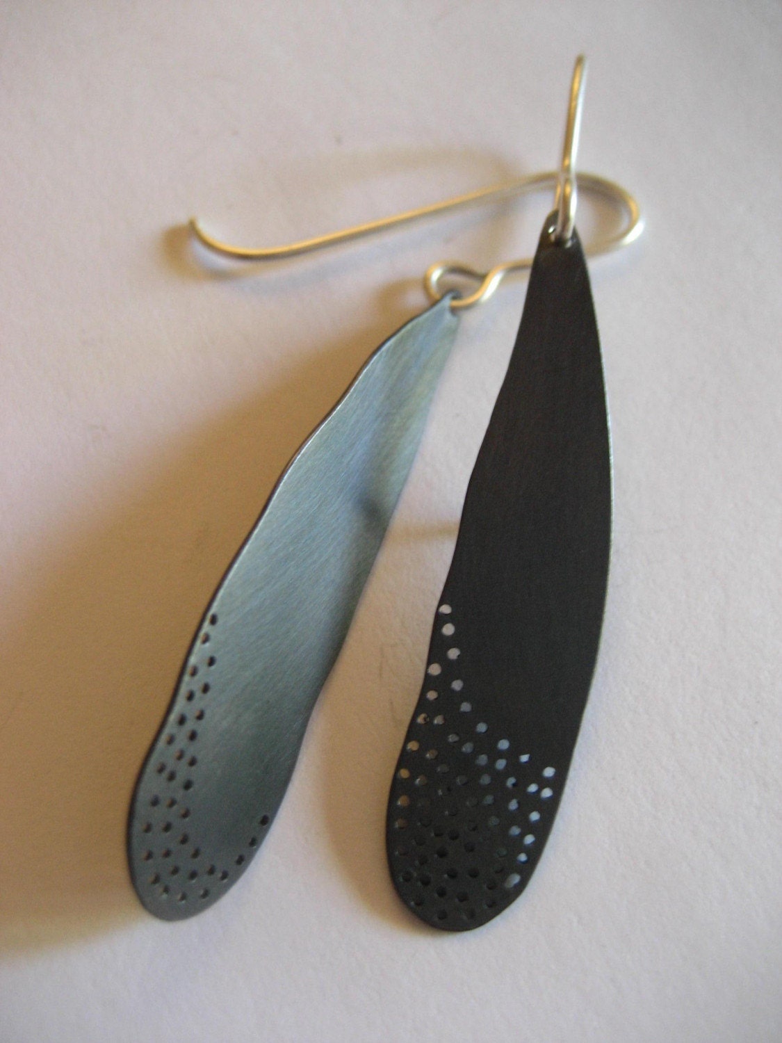 Leaf Shadow Earrings oxidized Black - Etsy
