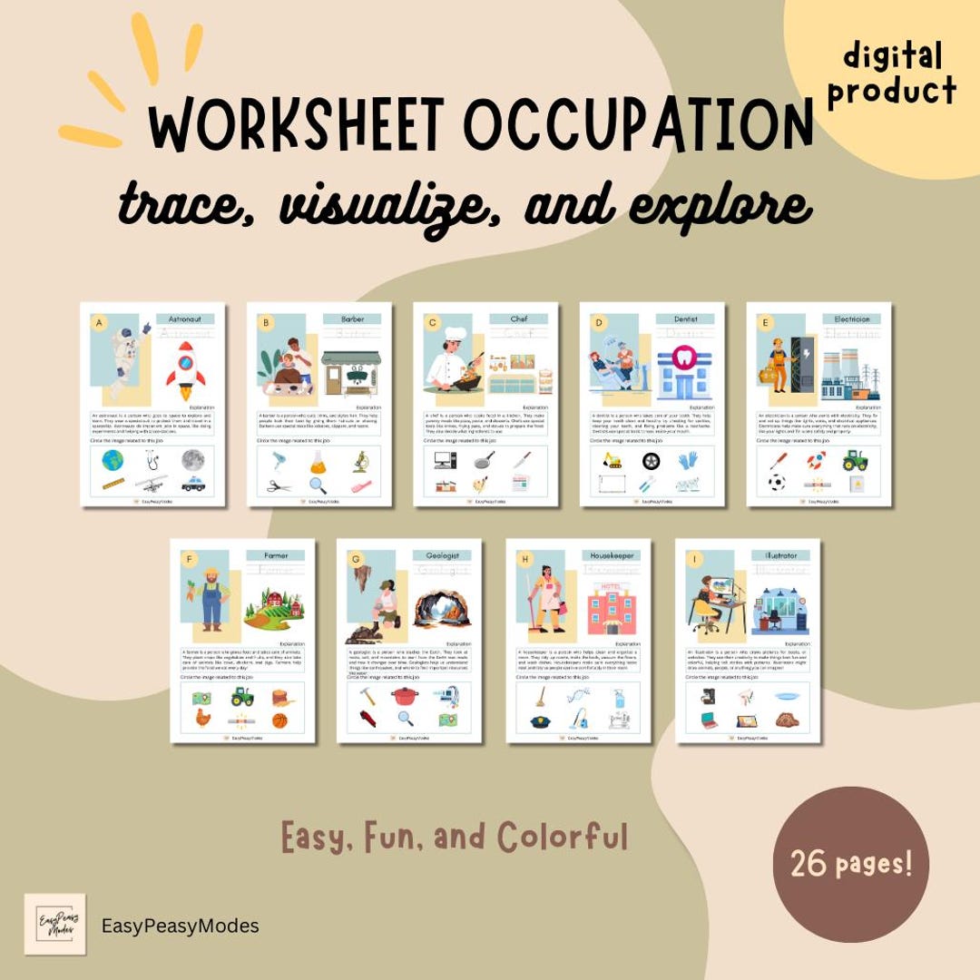 Printable Occupation Worksheets for Introducing Careers, Perfect for ...