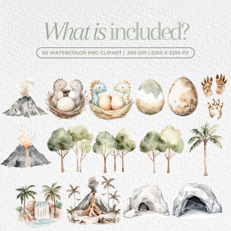 Watercolor Dinosaur Clipart, Cute Dino Clipart, Nursery Clipart ...