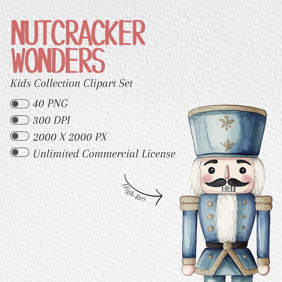 Nutcracker Watercolor Clipart, Cute Christmas Clipart, Vintage ...