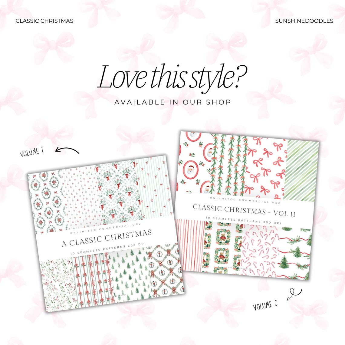 Classic Christmas Seamless Patterns, Aesthetic Christmas Pattern ...