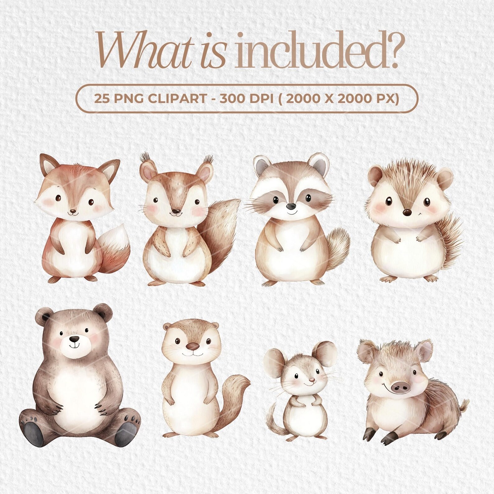 Watercolor Cute Woodland Animals Clipart, Woodland Baby Shower Clipart ...