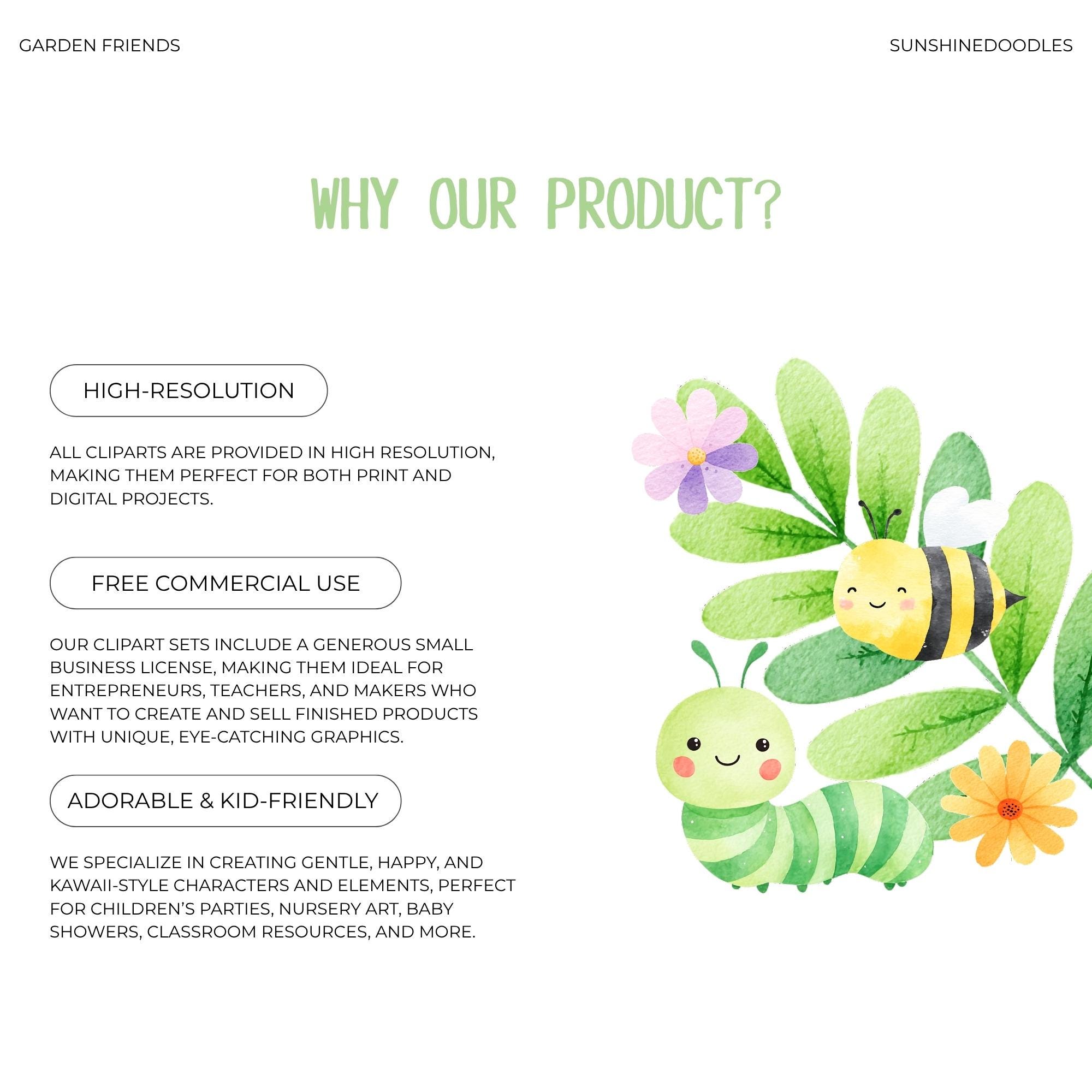 Watercolor Cute Insects Clipart, Butterflies, Bees, Ladybugs ...