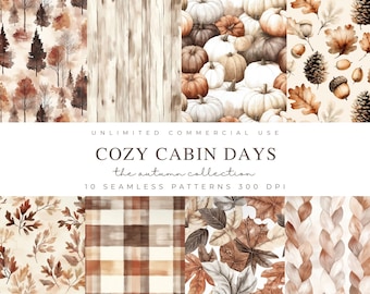 Fall Seamless Patterns, Cozy Autumn Digital Paper, Autumn Watercolor ...