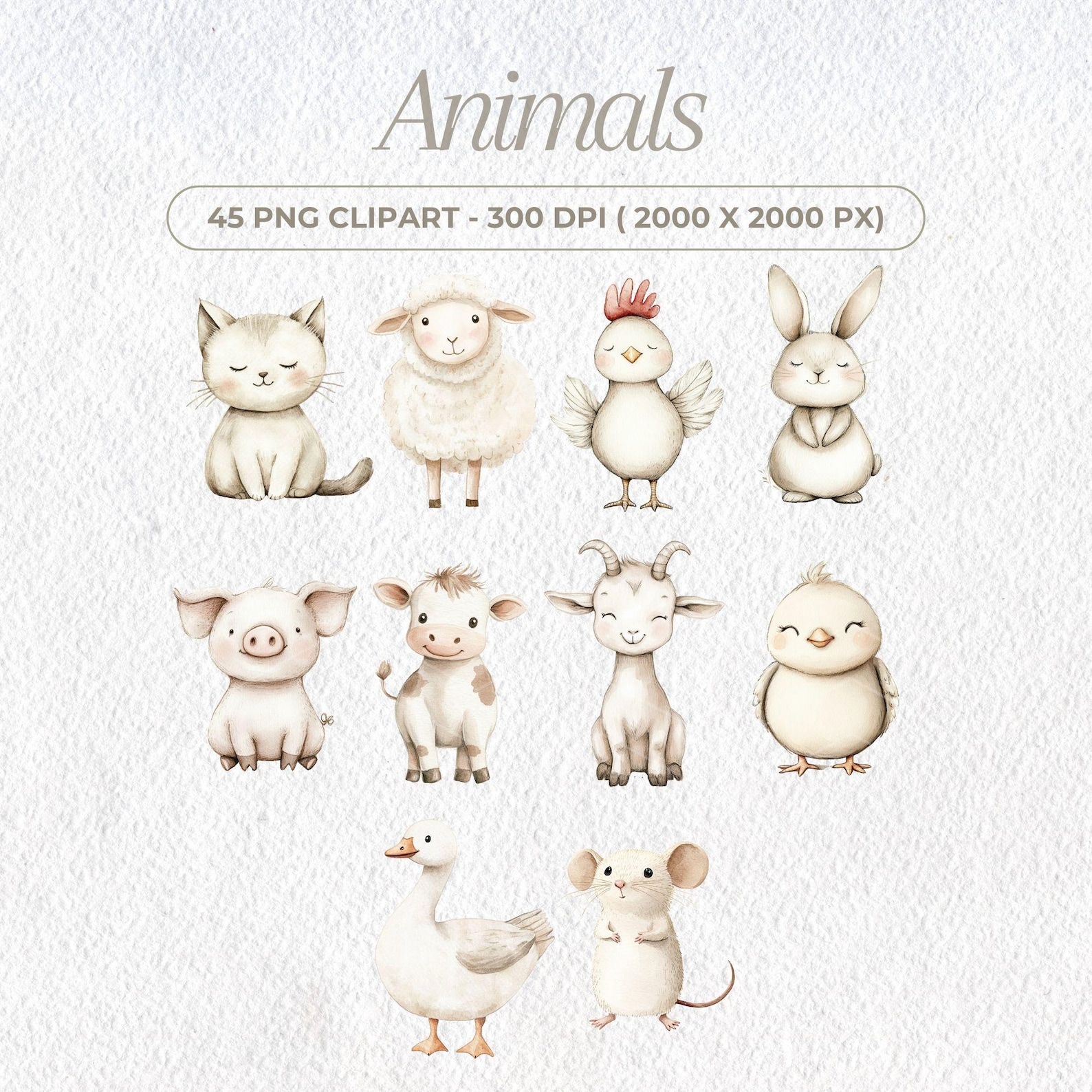 Watercolor Farm Clipart, Kids Farm Clipart, Cute Farm Nursery Clipart ...