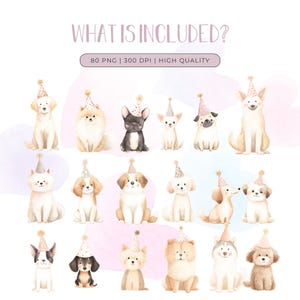 Cute Dogs Watercolor Clipart | Dog Breeds PNG | Dog Birthday Clipart ...