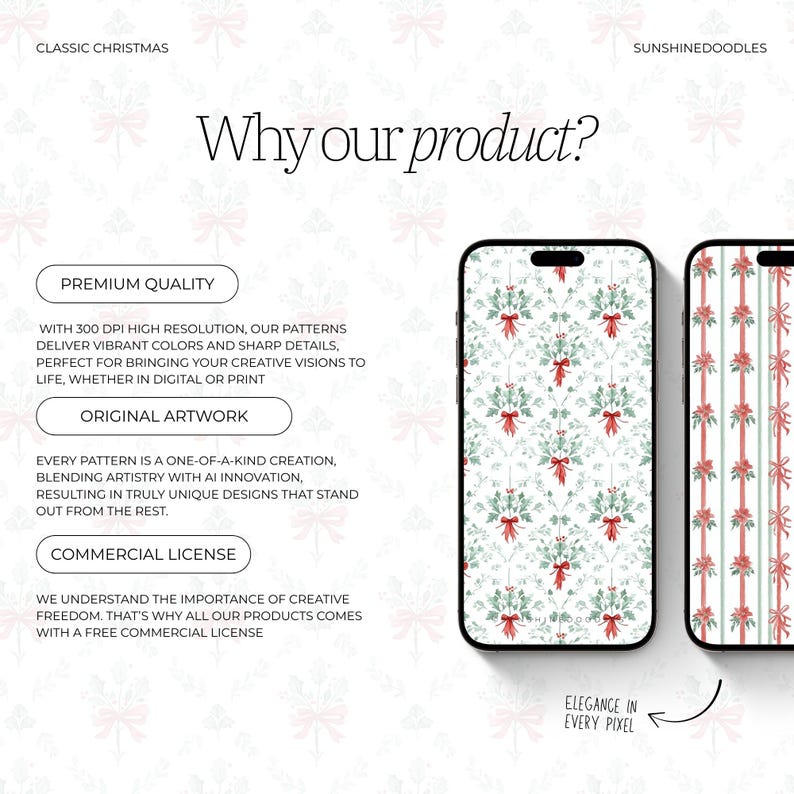 Classic Christmas Seamless Patterns, Aesthetic Christmas Pattern ...