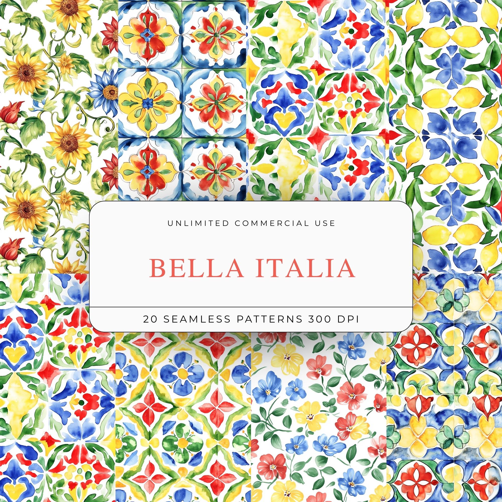 Watercolor Italian Tiles Seamless Pattern, Italian Tiles Digital Paper ...