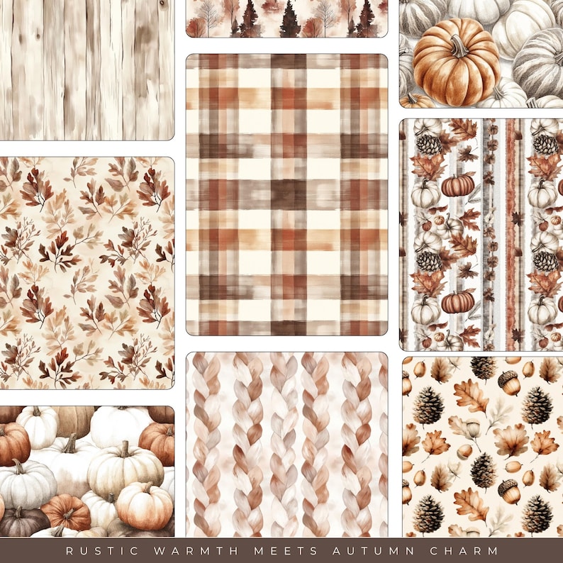 Fall Seamless Patterns, Cozy Autumn Digital Paper, Autumn Watercolor ...