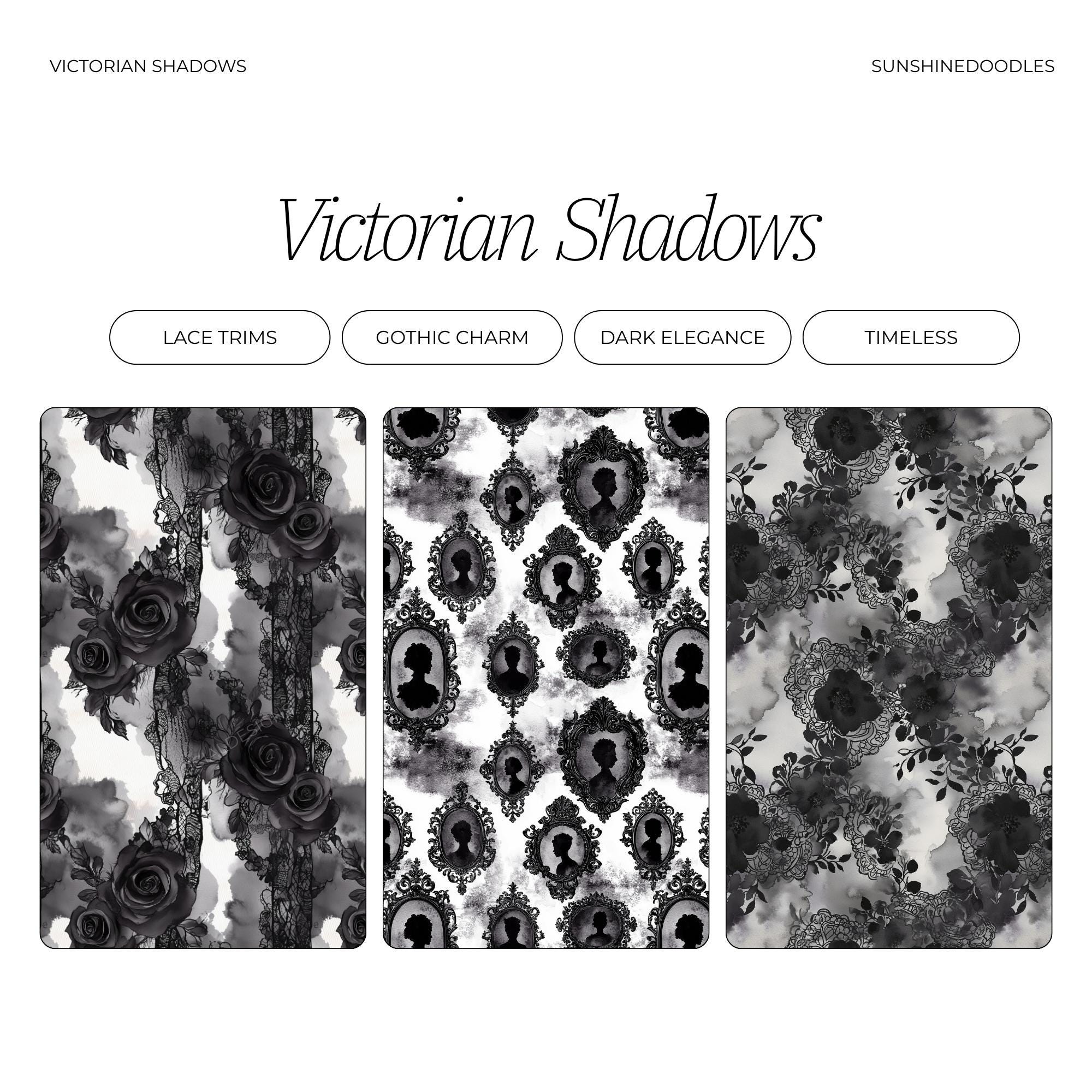 Gothic Victorian Seamless Patterns | Victorian Digital Paper | Dark ...