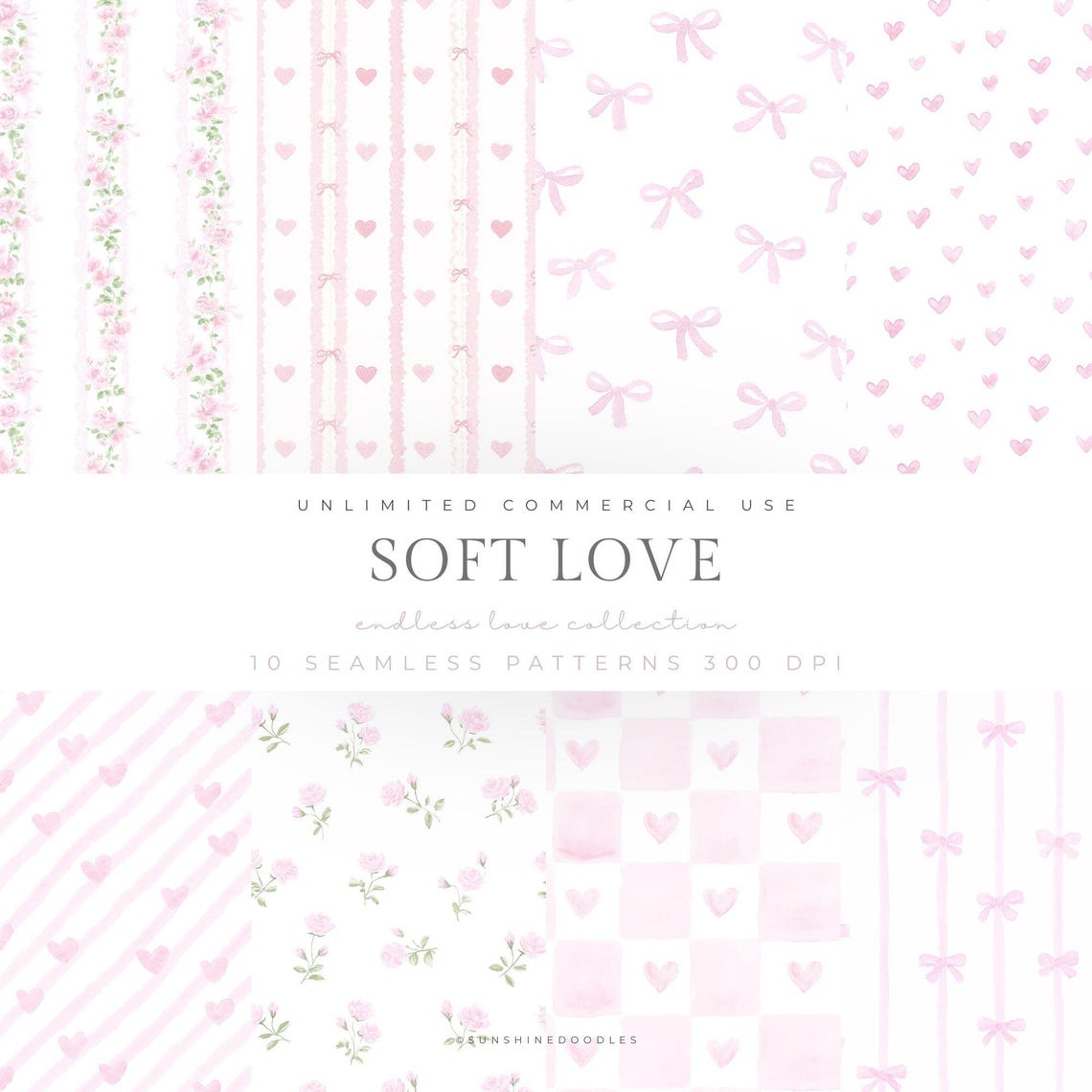 Soft Love Seamless Patterns, Coquette Aesthetic Digital Paper, Pink ...