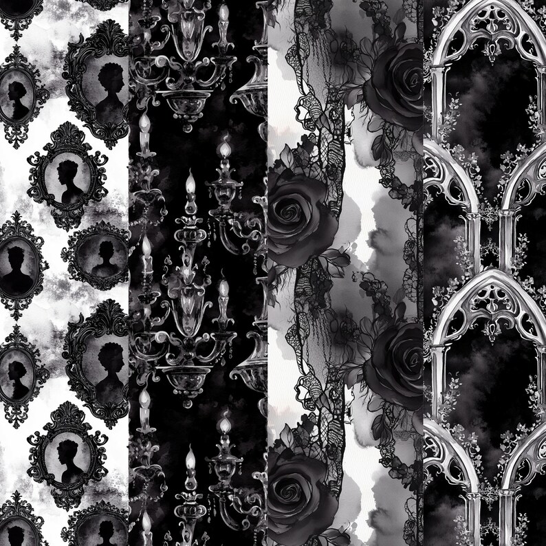 Gothic Victorian Seamless Patterns | Victorian Digital Paper | Dark ...