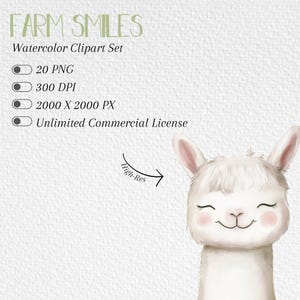 Cute Farm Animals Watercolor, Cute Farm Nursery Clipart, Farm Animals ...