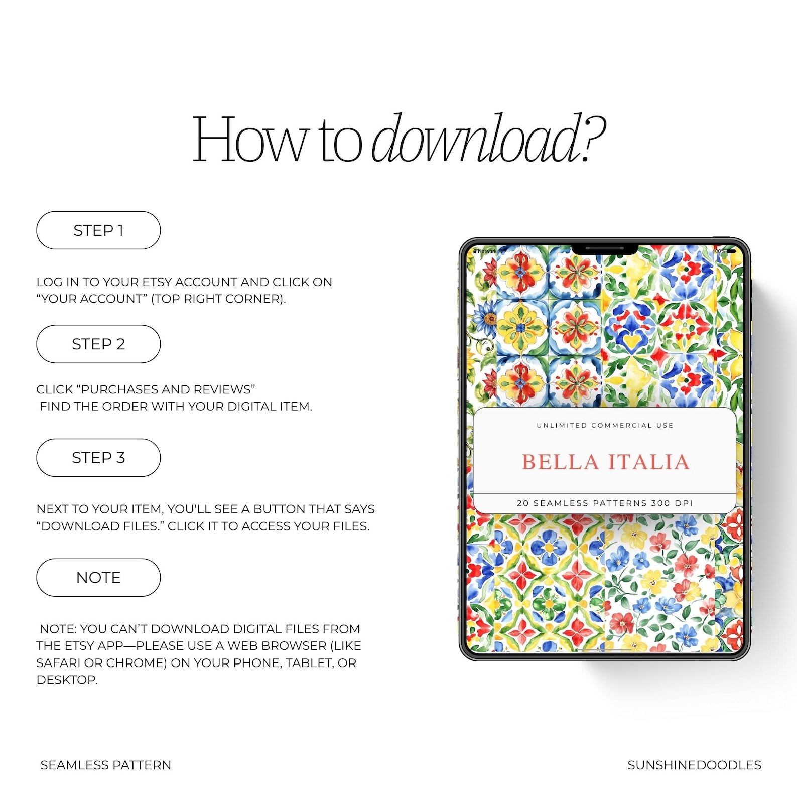 Watercolor Italian Tiles Seamless Pattern, Italian Tiles Digital Paper ...